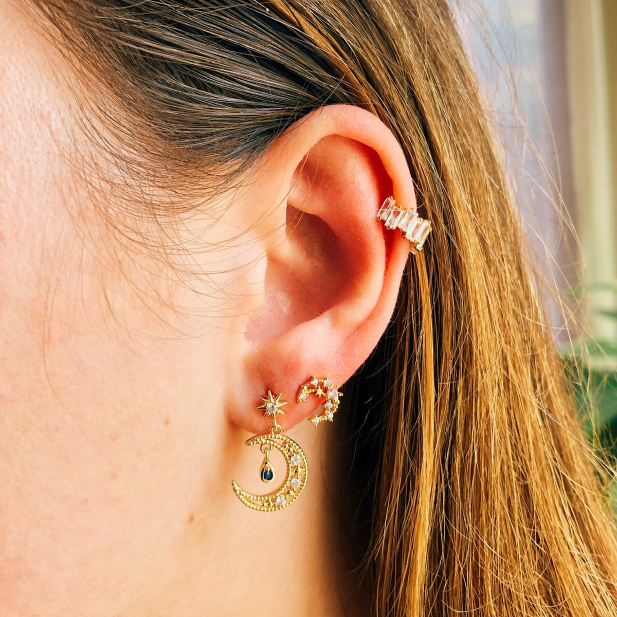 Deluxe moon studs – Rosies | online jewelry